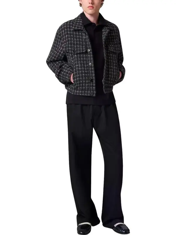 MSGM Logo-patch Long-sleeve Polo Shirt - Black