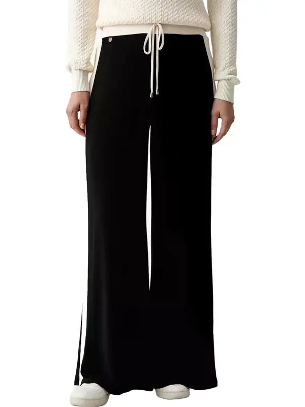 Joseph Ribkoff Wide Leg Track Pants With Drawstring Waist - Black