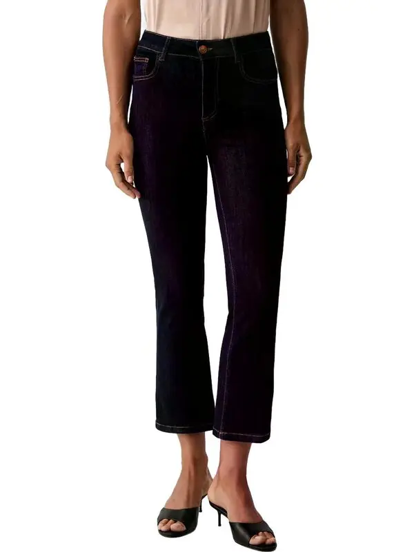 FRACOMINA Cropped Flared Jeans With Contrast Stitching - Blue