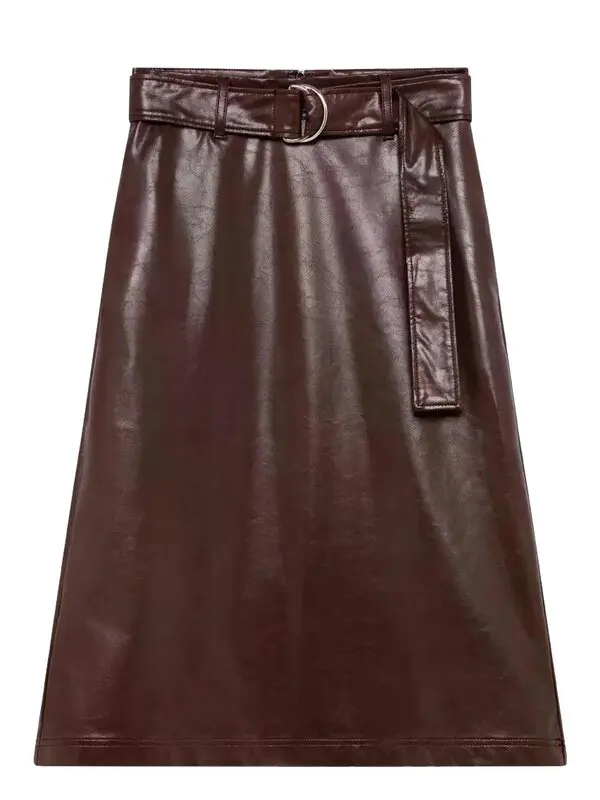 MSGM Belted Asymmetric Midi Skirt - Brown