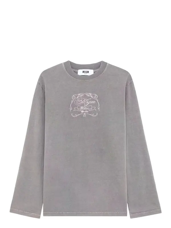MSGM Embroidered Long-sleeve T-shirt - Grey