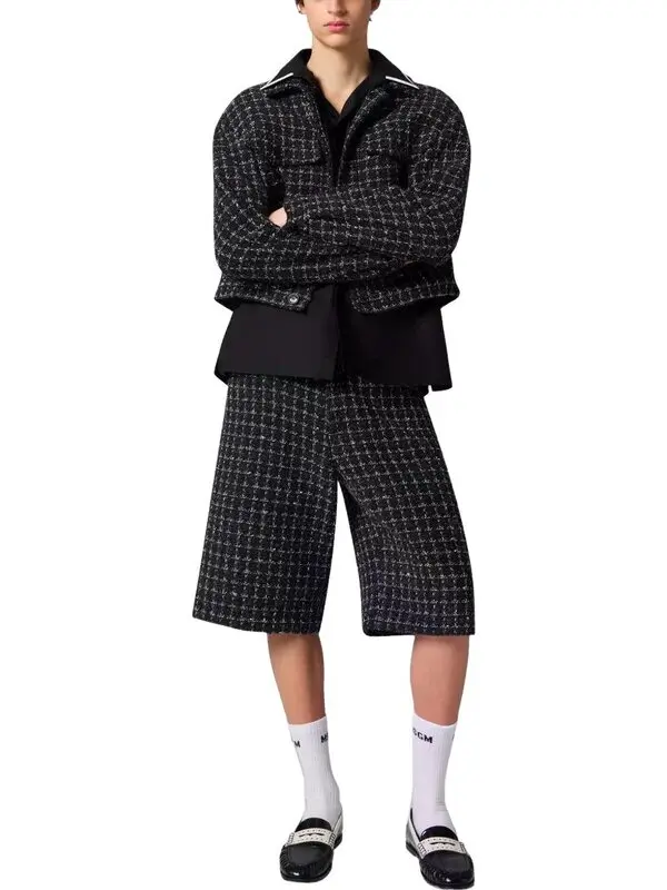 MSGM Tweed Check Tailored Shorts - Black