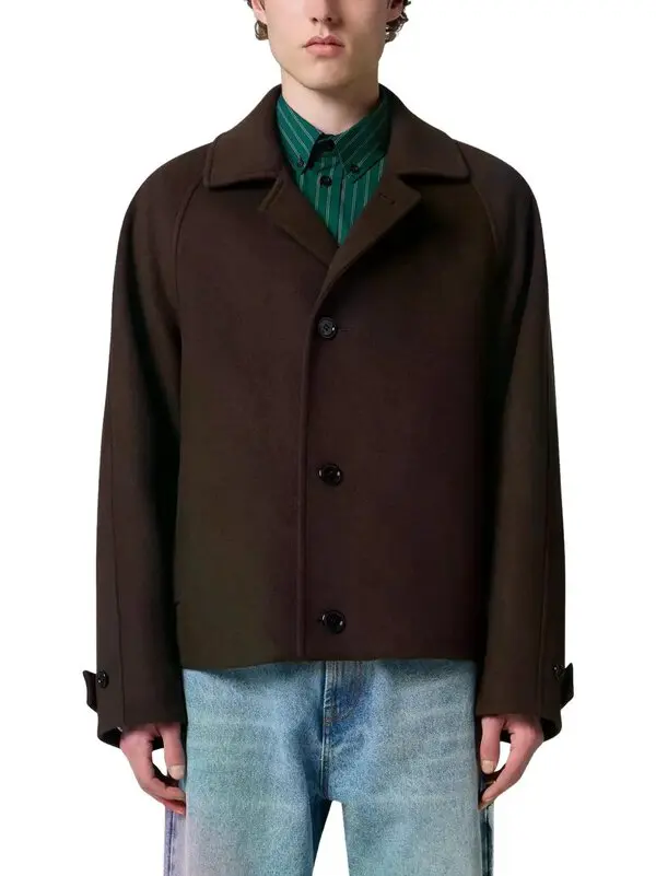 MSGM Raglan-sleeve Felted Jacket - Brown
