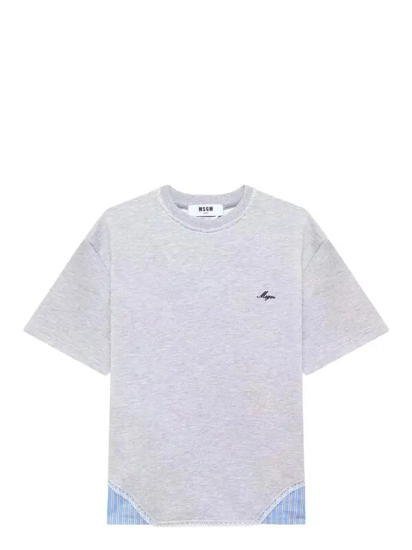MSGM Lace-trimmed Logo T-shirt - Grey