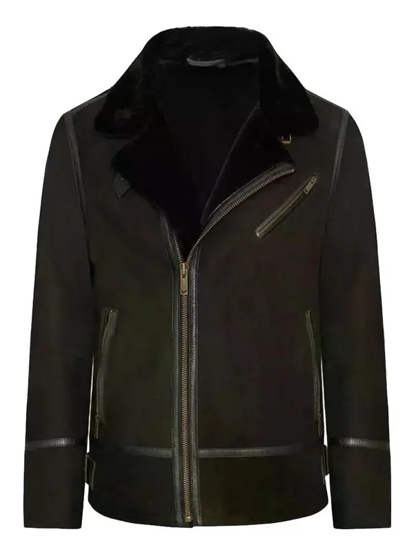 BIGARDINI Jordan Shearling-collar Leather Coat - Black