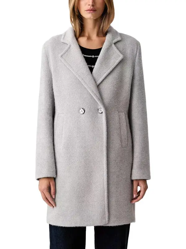FRACOMINA Double-breasted Textured Coat With Notched Lapels - Grey