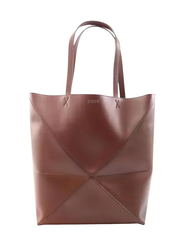 Loewe Large Calfskin Puzzle Fold Tote Bag - Brown
