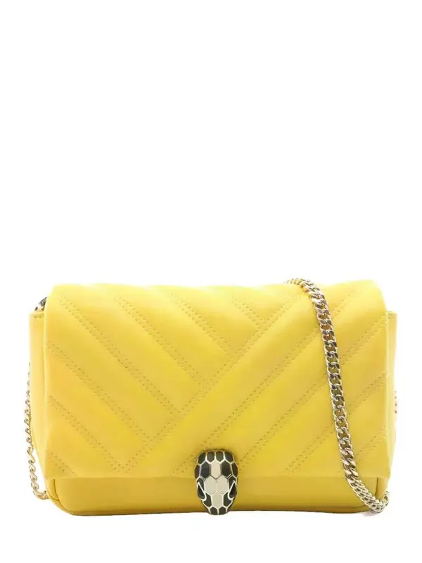BVLGARI Leather Serpenti Cabochon Chain Crossbody Bag - Yellow