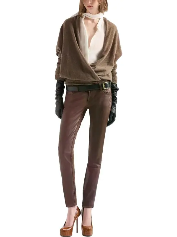 7 For All Mankind Wrap V-neck Sweater - Brown
