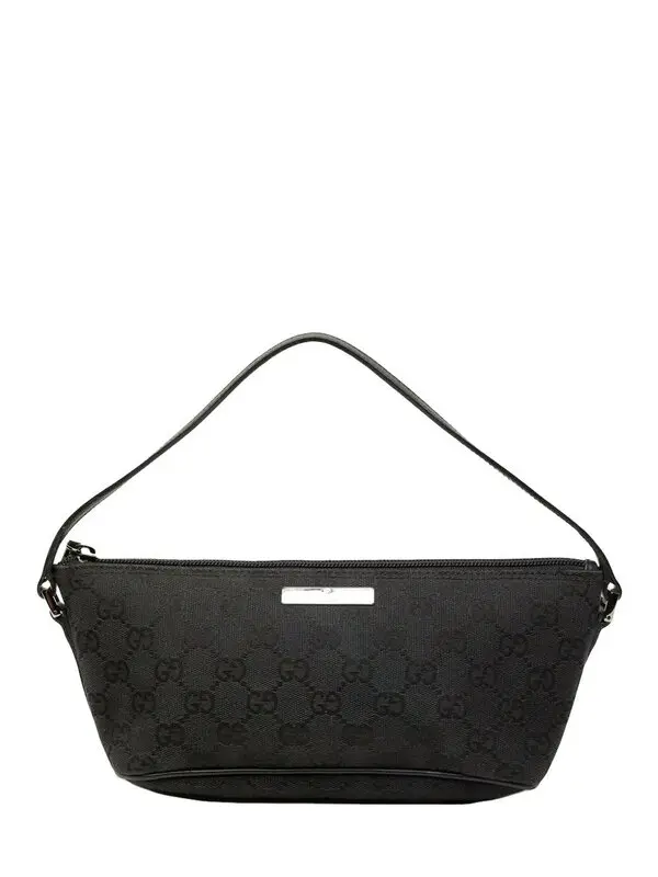 Gucci Gg Canvas Boat Shoulder Bag - Black