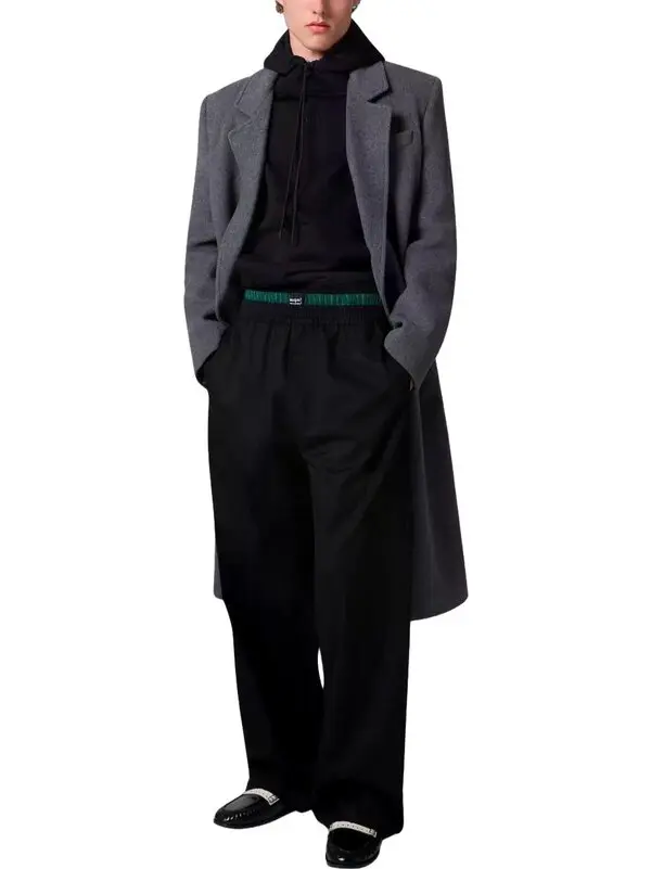 MSGM Graphic Print Drawstring Hoodie - Black