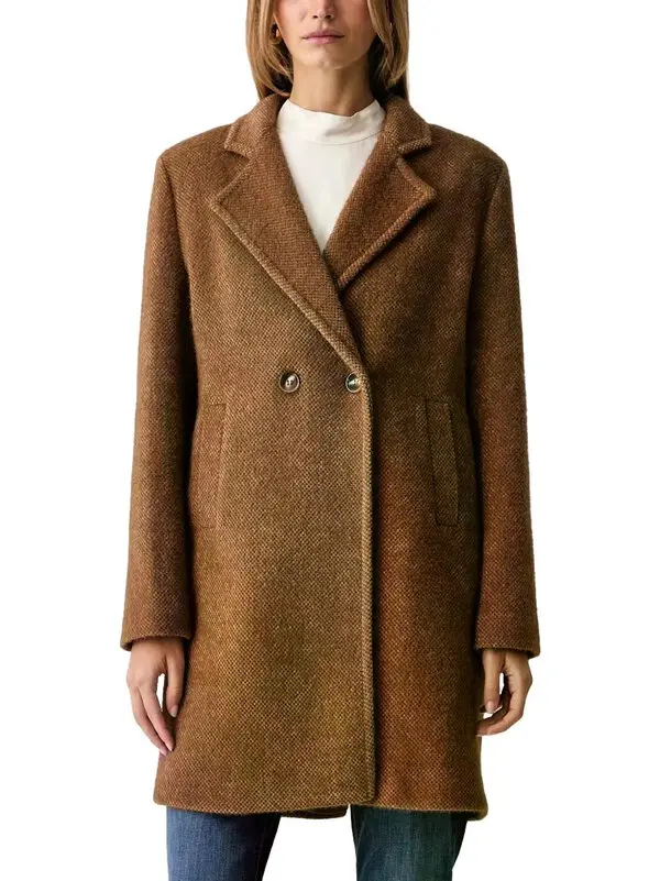 FRACOMINA Double-breasted Textured Coat - Brown