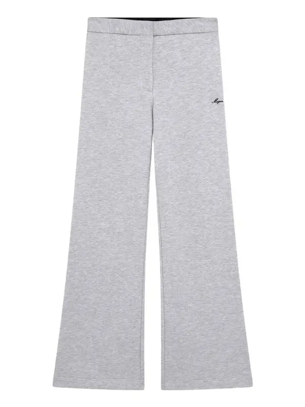 MSGM Embroidered Logo Wide-leg Track Pants - Grey