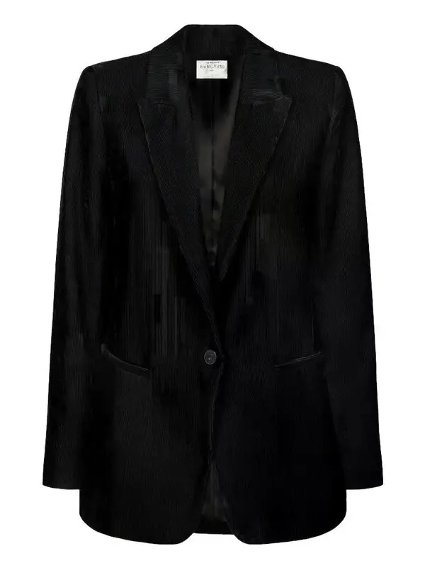 FORTE_FORTE Ribbed Velvet Blazer - Black
