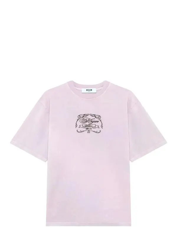 MSGM Embroidered Logo Oversized T-shirt - Purple