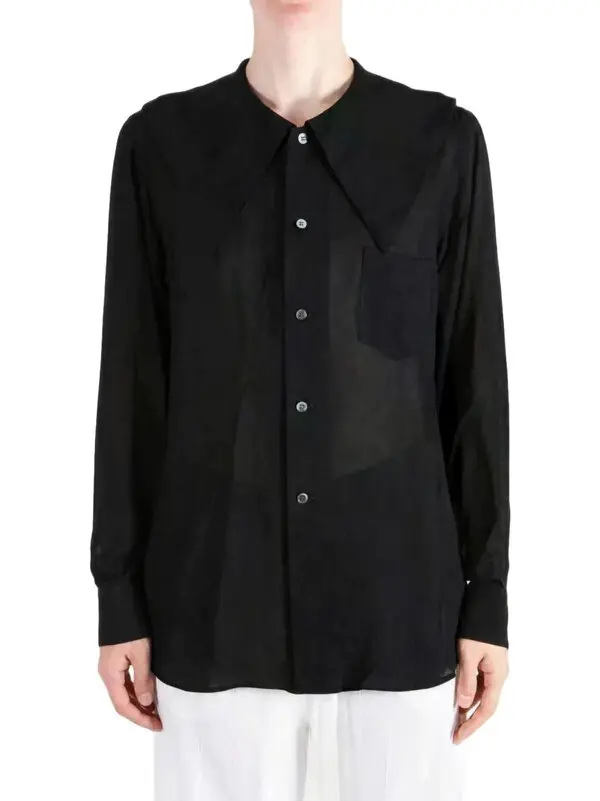 Comme Des Garçons Sheer Oversized Shirt With Pointed Collar - Black