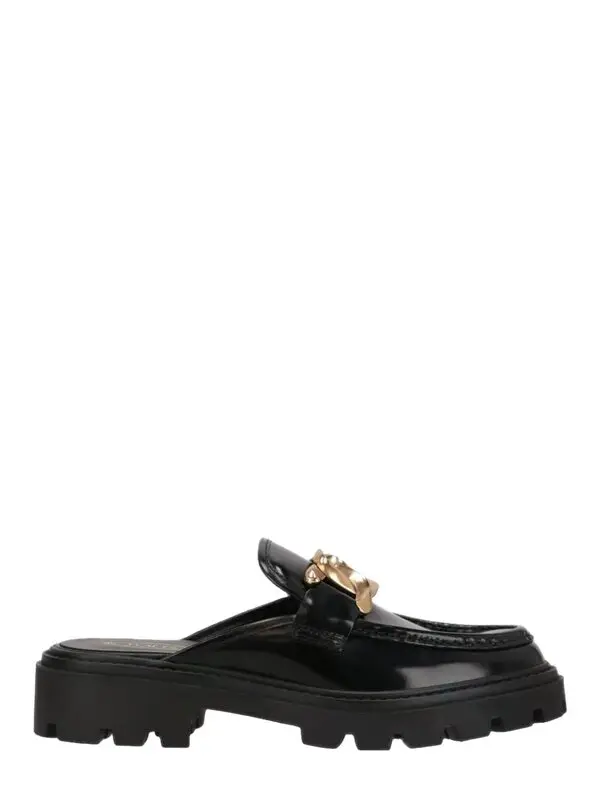 TOD'S Chain-link Leather Mules - Black