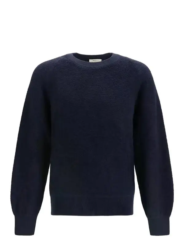 PIACENZA CASHMERE 1733 Crew Neck Ribbed Trim Sweater - Blue