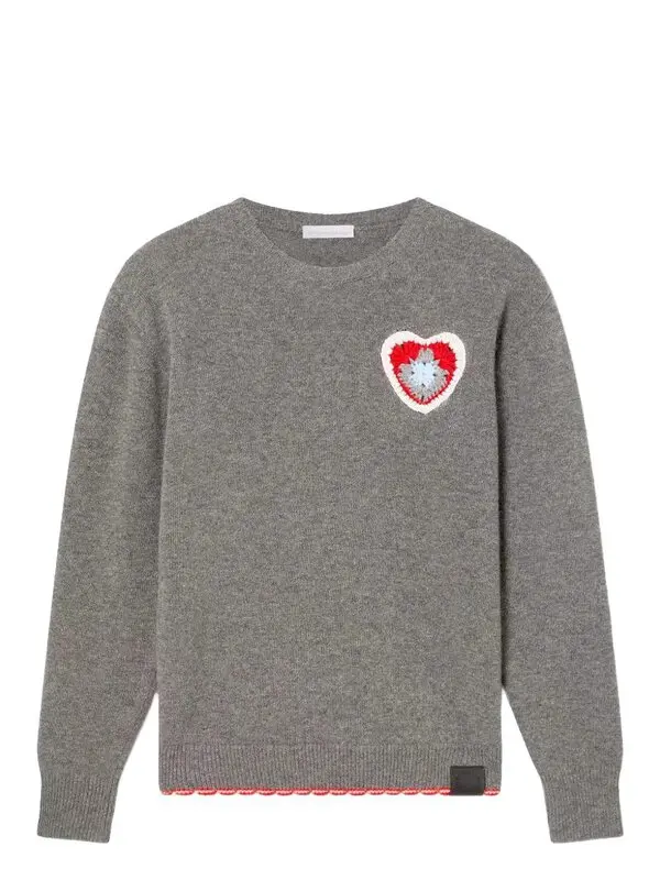 Stella McCartney Crochet Heart Wool Sweater - Grey