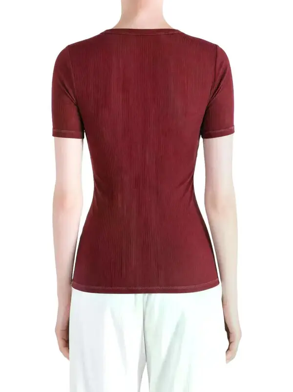 BASERANGE Ribbed Heart-cutout T-shirt - Red