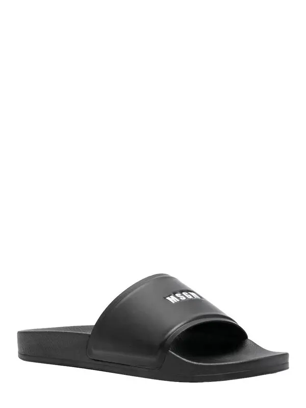 MSGM Logo Print Sliders - Black