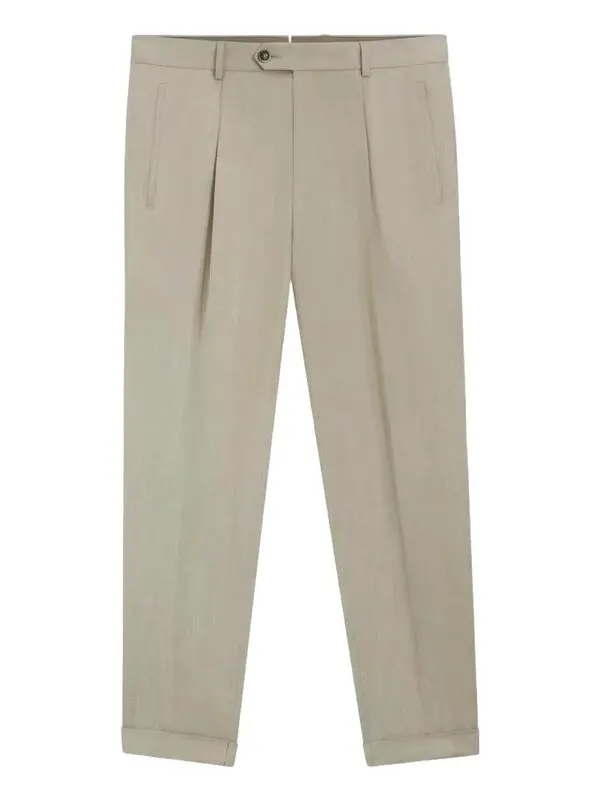 BOSS Pleated Turn-up Tailored Trousers - Neutrals