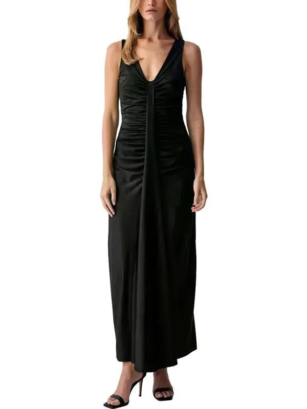FRACOMINA Sleeveless Ruched Maxi Dress - Black