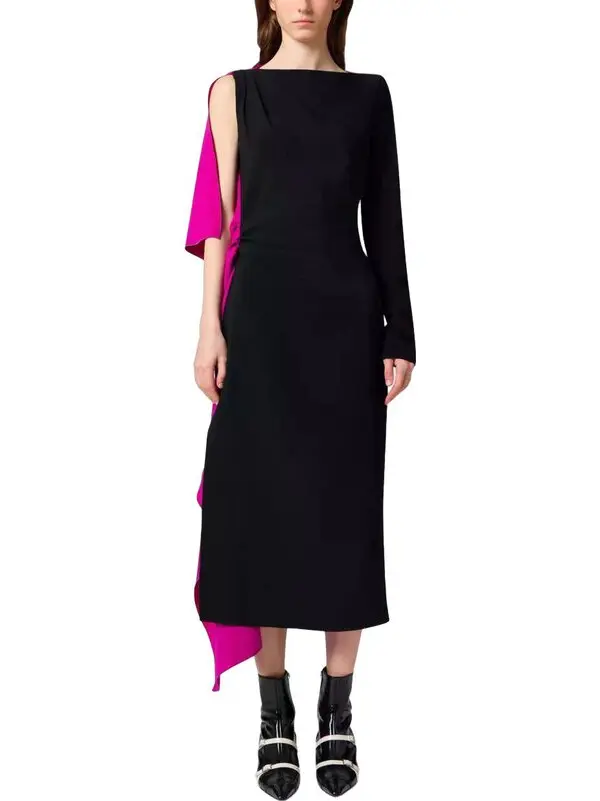MSGM Asymmetric Draped Midi Dress - Black
