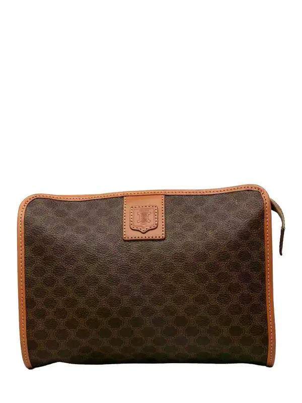 Celine Macadam Coated Canvas Clutch Bag - Brown