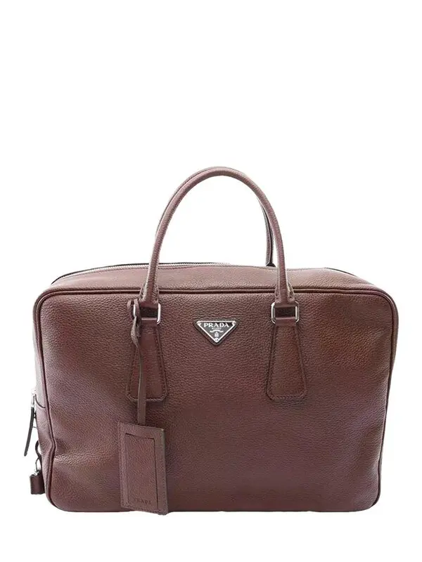 Prada Vitello Daino Business Bag - Brown