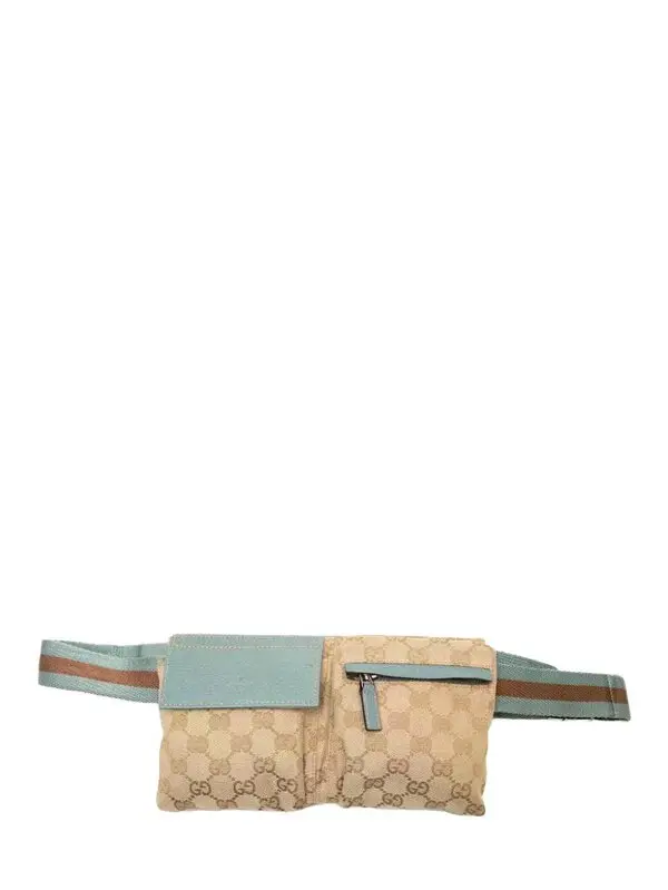 Gucci Gg Canvas Web Double Pocket Belt Bag - Neutrals