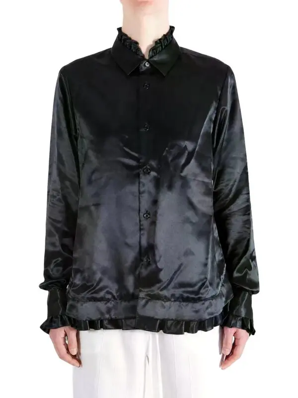 Noir Kei Ninomiya Ruffled-trim Satin Shirt - Black