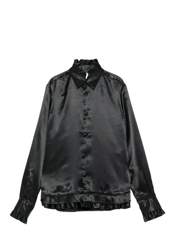 Noir Kei Ninomiya Ruffled-trim Satin Shirt - Black