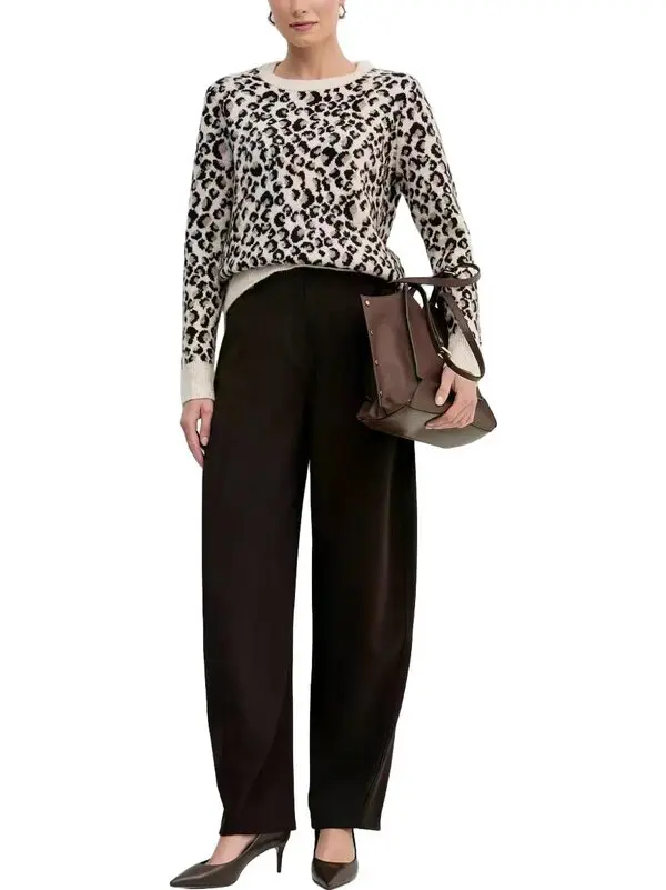 MORGAN Crew Neck Leopard Print Knit Sweater - Multicolour