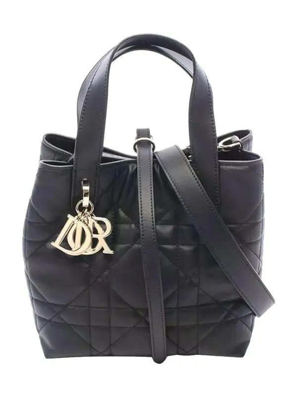 Dior Small Calfskin Macrocannage Toujours Vertical Handbag - Black