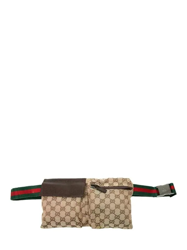 Gucci Gg Canvas Web Double Pocket Belt Bag - Neutrals