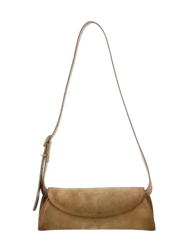 JIL SANDER Suede Foldover Shoulder Bag - Brown