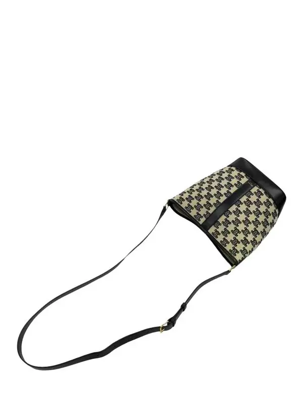 Celine Triomphe Embroidered Canvas Bucket Bag - Brown