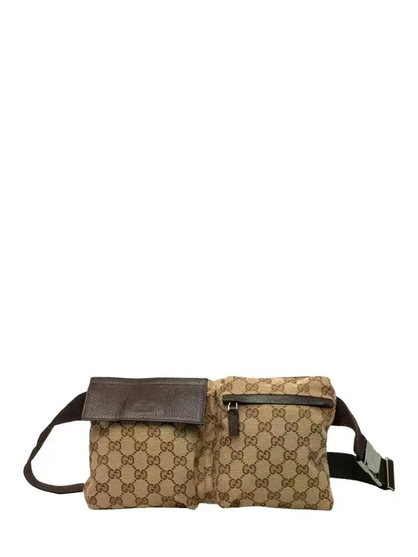 Gucci Gg Canvas Double Pocket Belt Bag - Neutrals