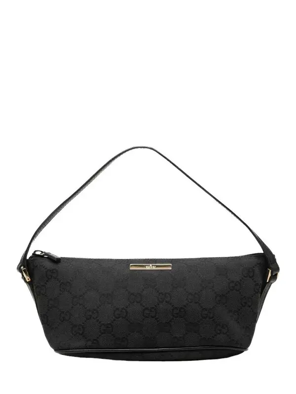Gucci Gg Canvas Boat Shoulder Bag - Black