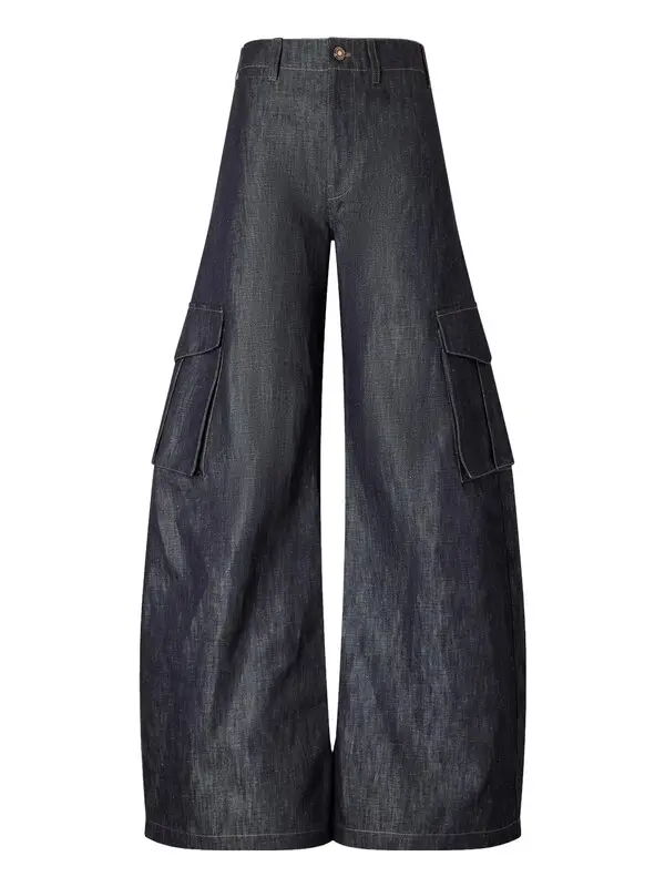 Gabriela Hearst Eos Cotton And Linen-blend Cargo Pants - Blue