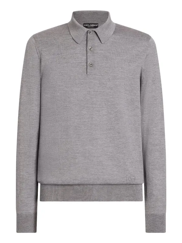 Dolce & Gabbana Knit Cashmere Polo Shirt Sweaters And Cardigans - Grey