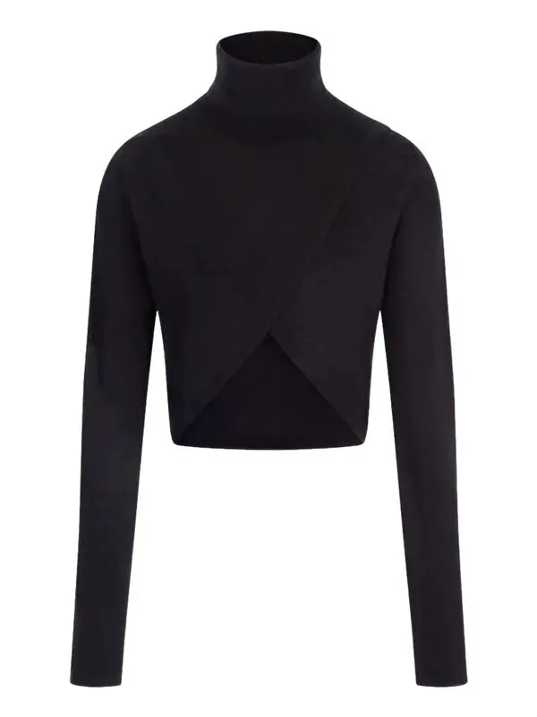 Le Kasha Arrone Crossover Cropped Sweater - Black