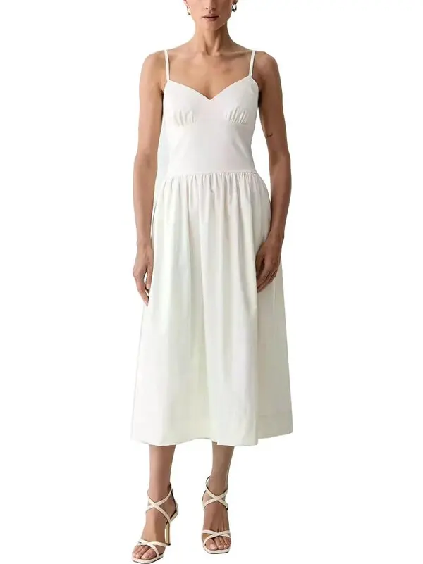 MORGAN Smocked Tie-back Midi Dress - Neutrals