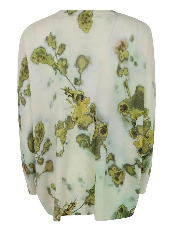 IN BED WITH YOU Floral Print Wool V-neck Sweater - White