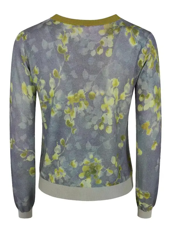 IN BED WITH YOU Floral-print Wool Cardigan - Blue