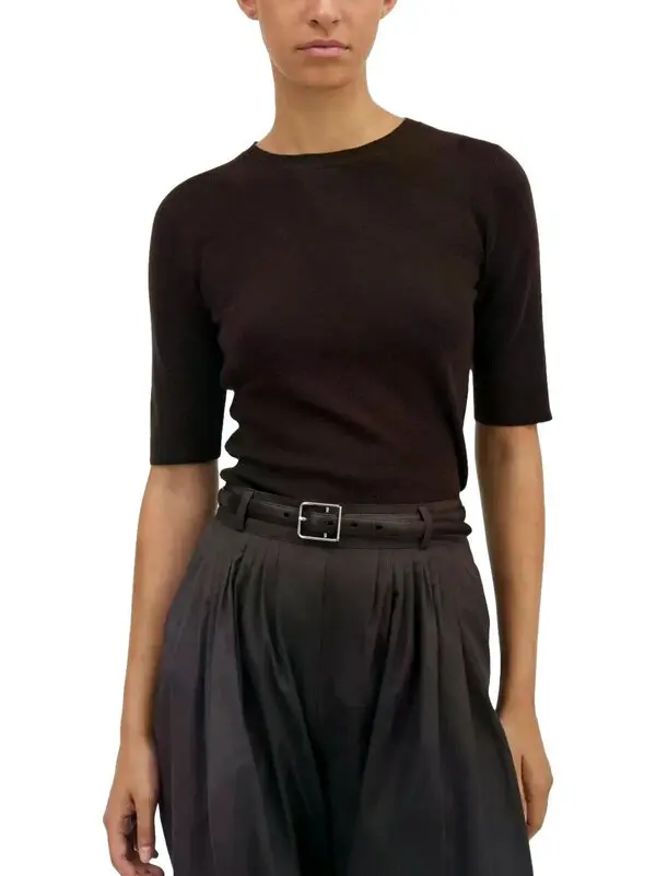 Mark Kenly Domino Tan Kamina Merino T-shirt - Brown