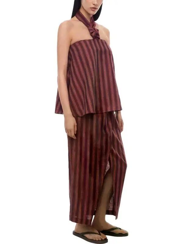 12 STOREEZ Sorbet Striped Halterneck Top - Red