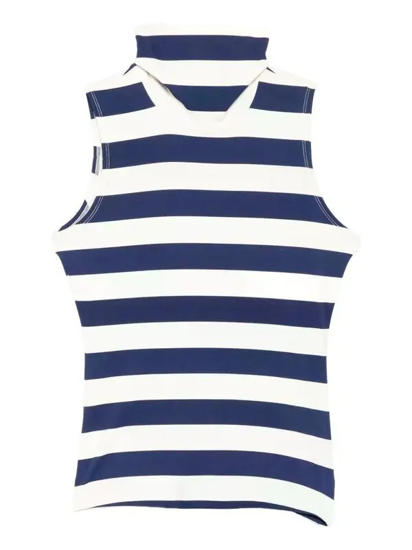 Cynthia Rowley Sutton Sleeveless Top Striped High Neck - Blue