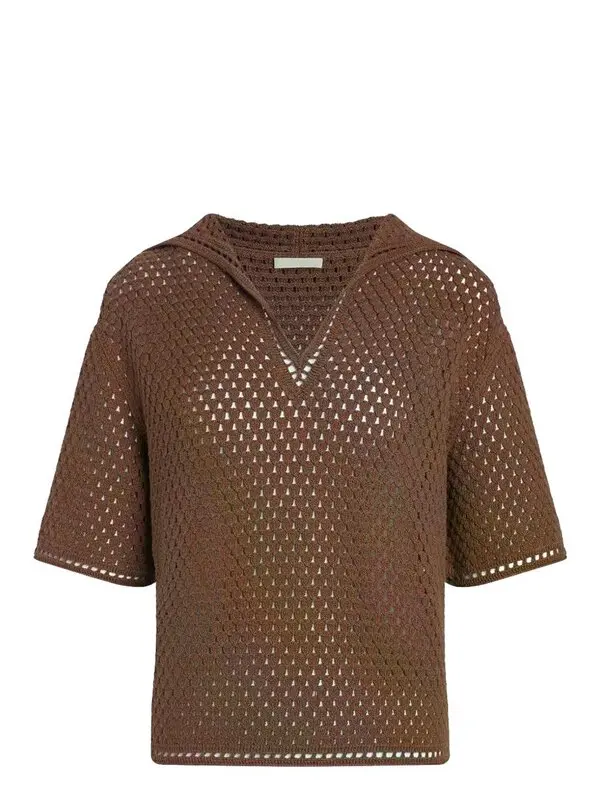 12 STOREEZ Meadow Crochet-knit Top - Brown